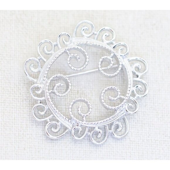 Sarah Coventry | Jewelry | Vintage Curvy Sun Rays Silver Tone Brooch By ...